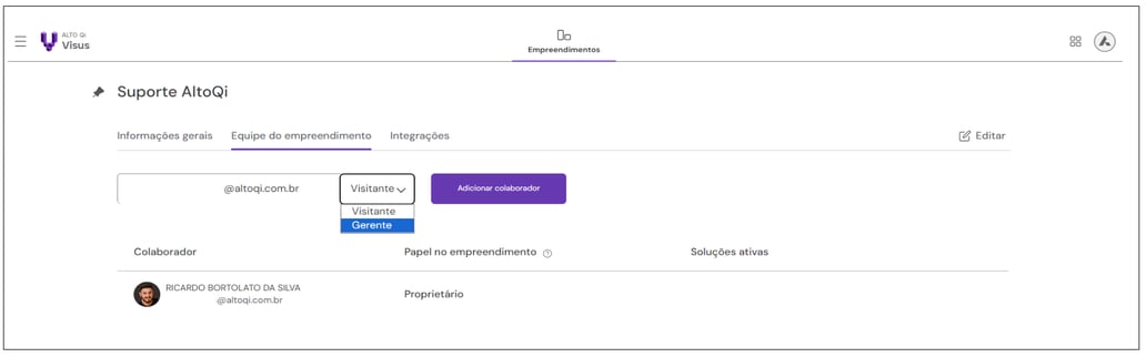 Como acessar e navegar no ambiente integrador da plataforma AltoQi Visus?
