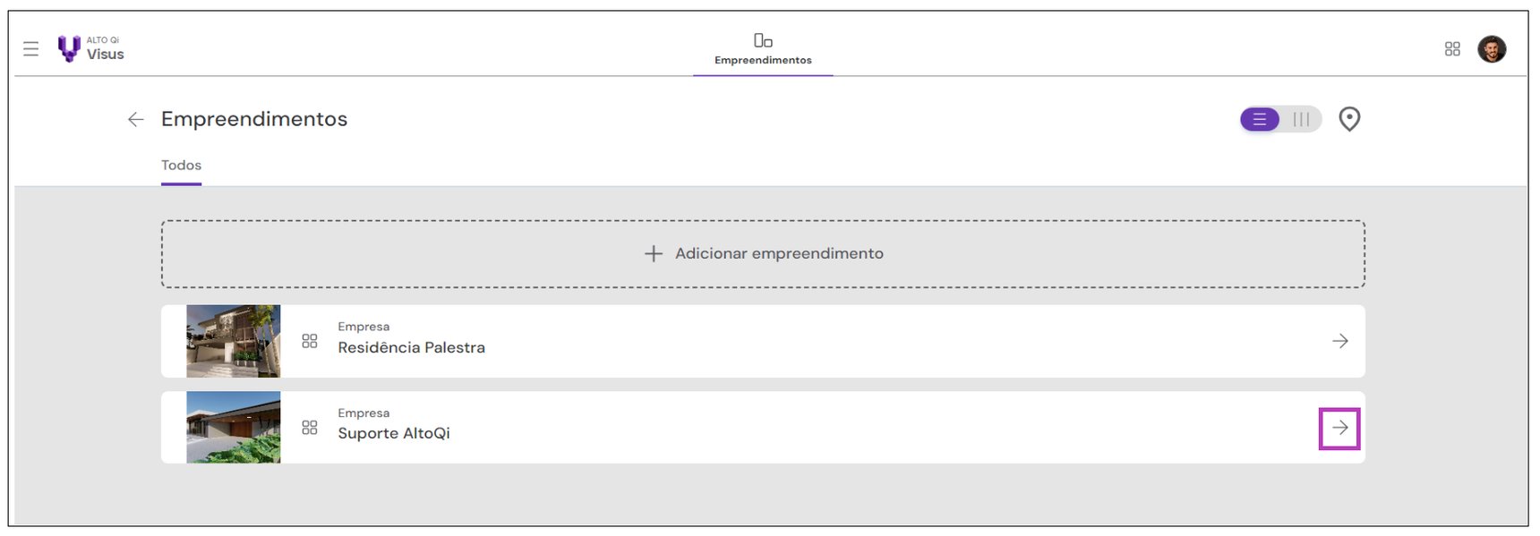 Como criar um empreendimento no Hub da plataforma AltoQi Visus