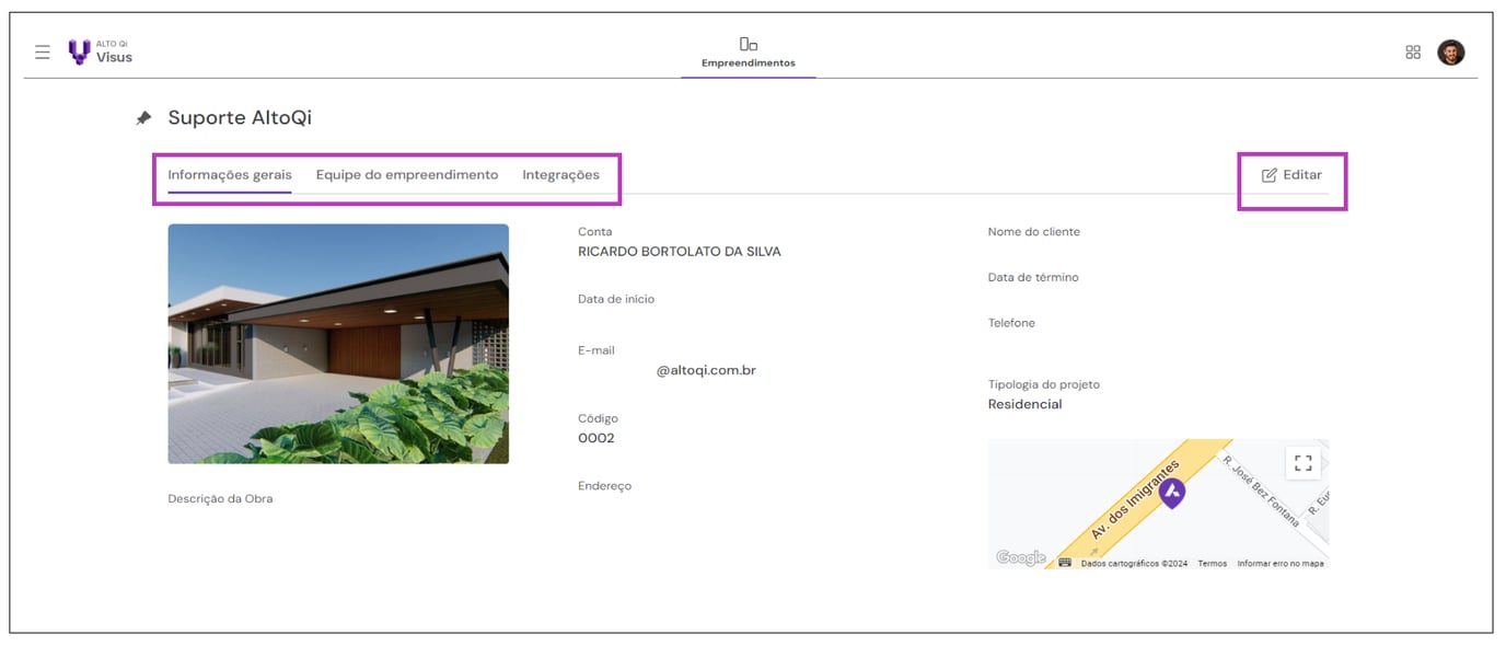 Como acessar e navegar no ambiente integrador da plataforma AltoQi Visus?
