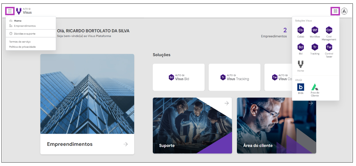 Como acessar e navegar no ambiente integrador da plataforma AltoQi Visus?