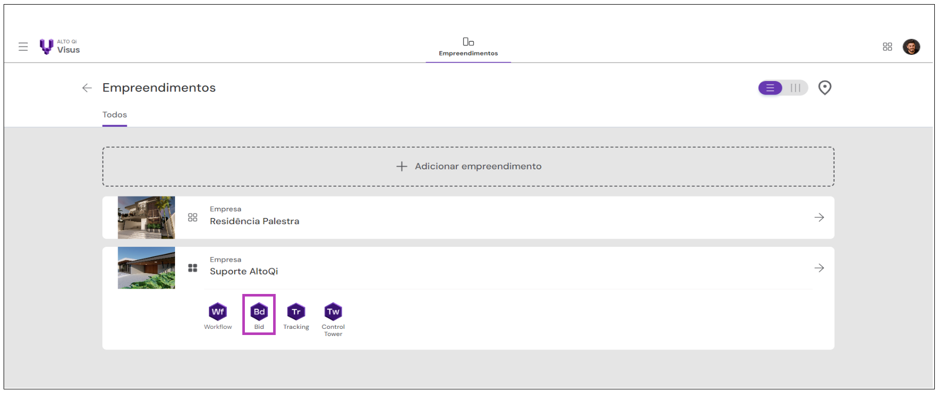 Como acessar a solução AltoQi Visus Bid?